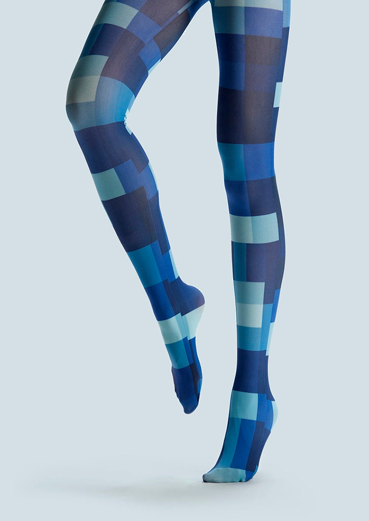 Blue Square Check Tights – Pop Art Pantyhose | Viken Plan – VikenPlan