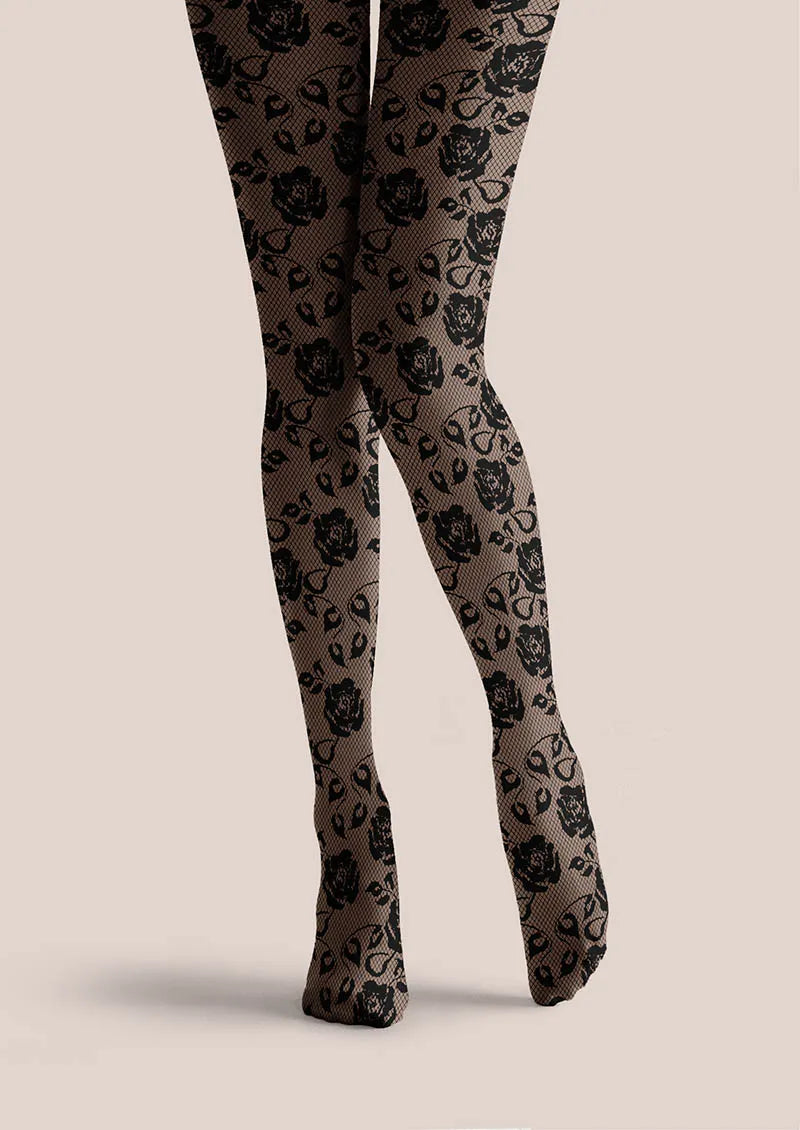 Noir Bloom Lace Print Tights – Elegant Floral Pantyhose | Viken Plan ...