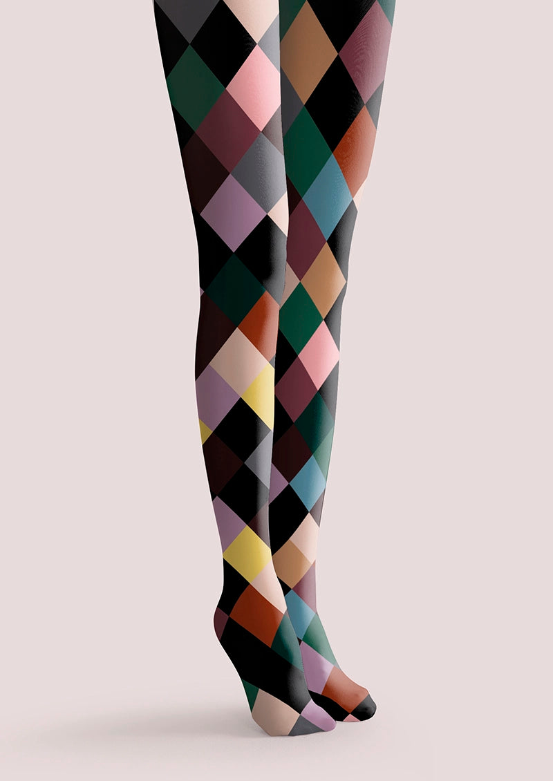 Color Checkered Pattern Tights Hosiery Pantyhose | Viken Plan – VikenPlan