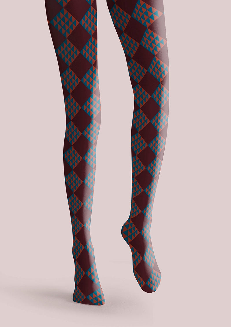 Burgundy red checkered Tights Hosiery Pantyhose | Viken Plan – VikenPlan