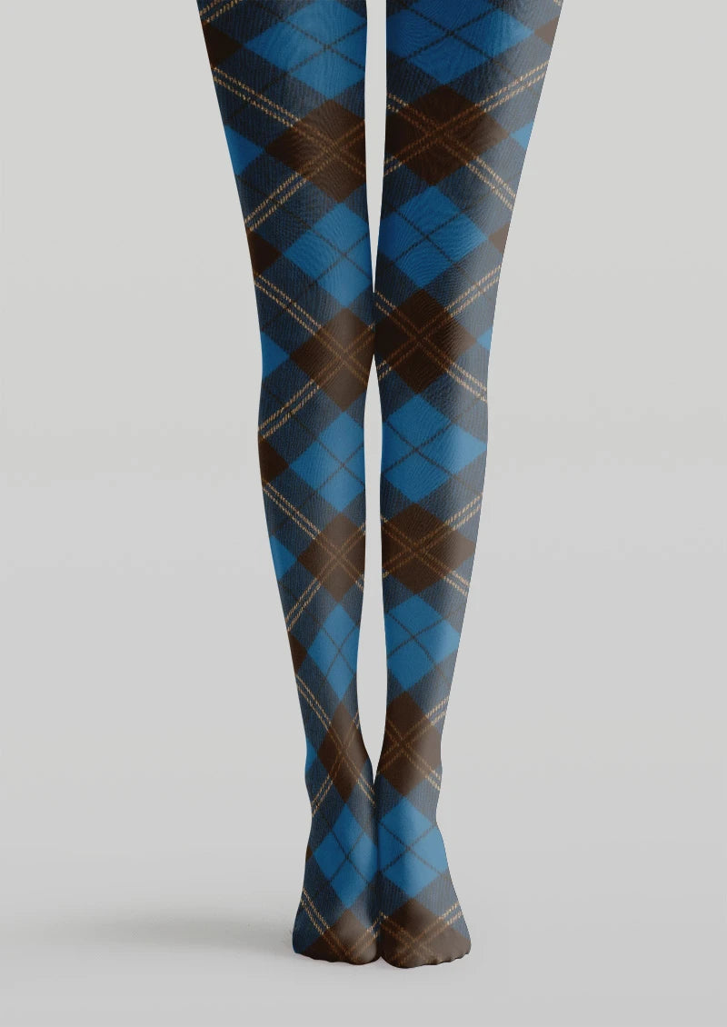 Blue & Brown Argyle Tights - Preppy Diamond Pattern Pantyhose | Viken ...