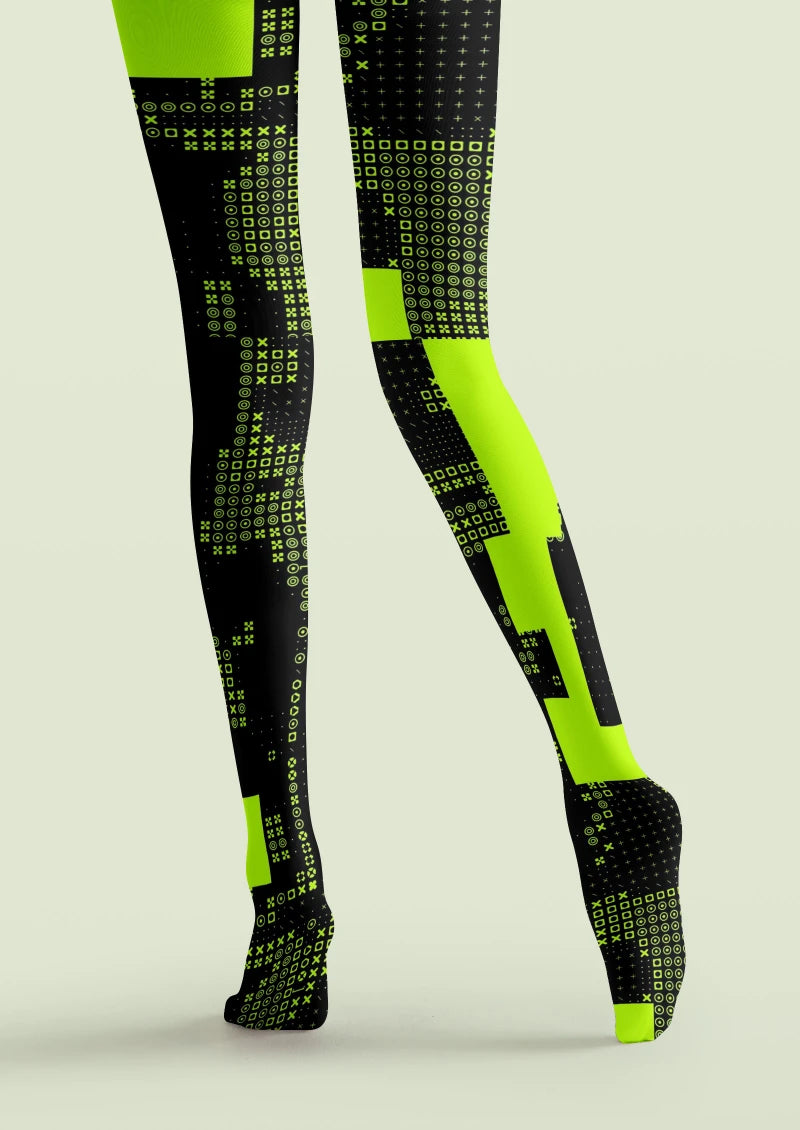 Cyberpunk Block Tights - Geometric shape Pantyhose | Viken Plan – VikenPlan